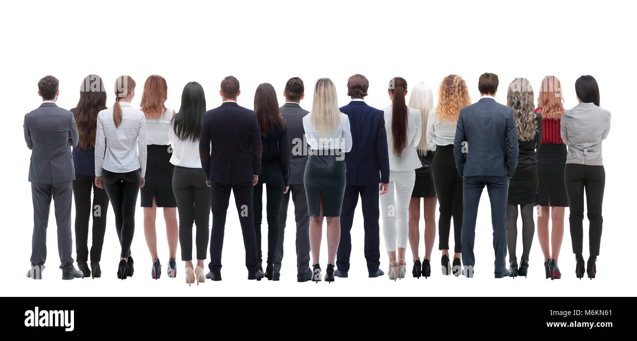 Back view group of business people. Rear view. Isolated over white ...