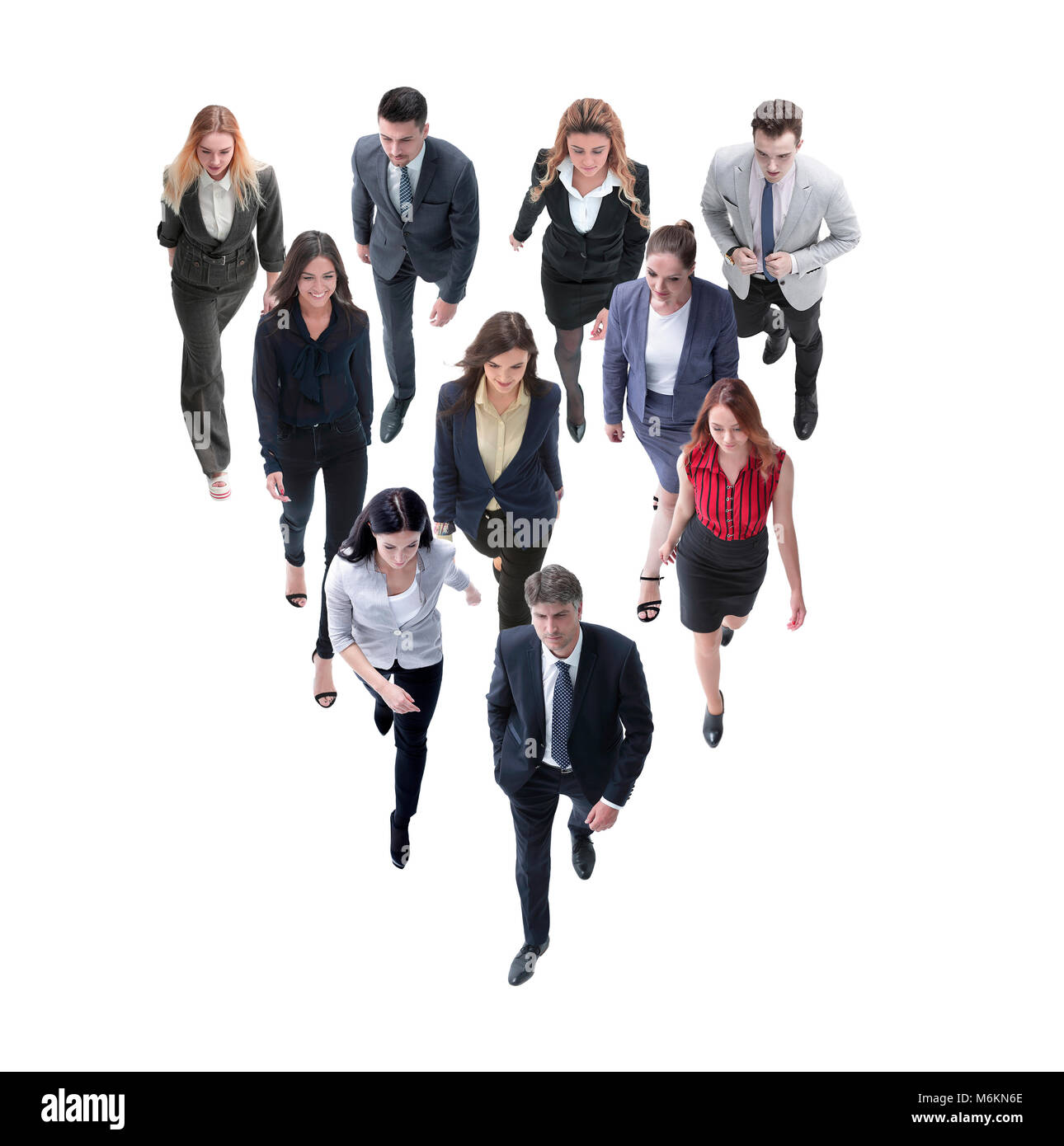 going business people behind the leader. isolated on white Stock Photo ...