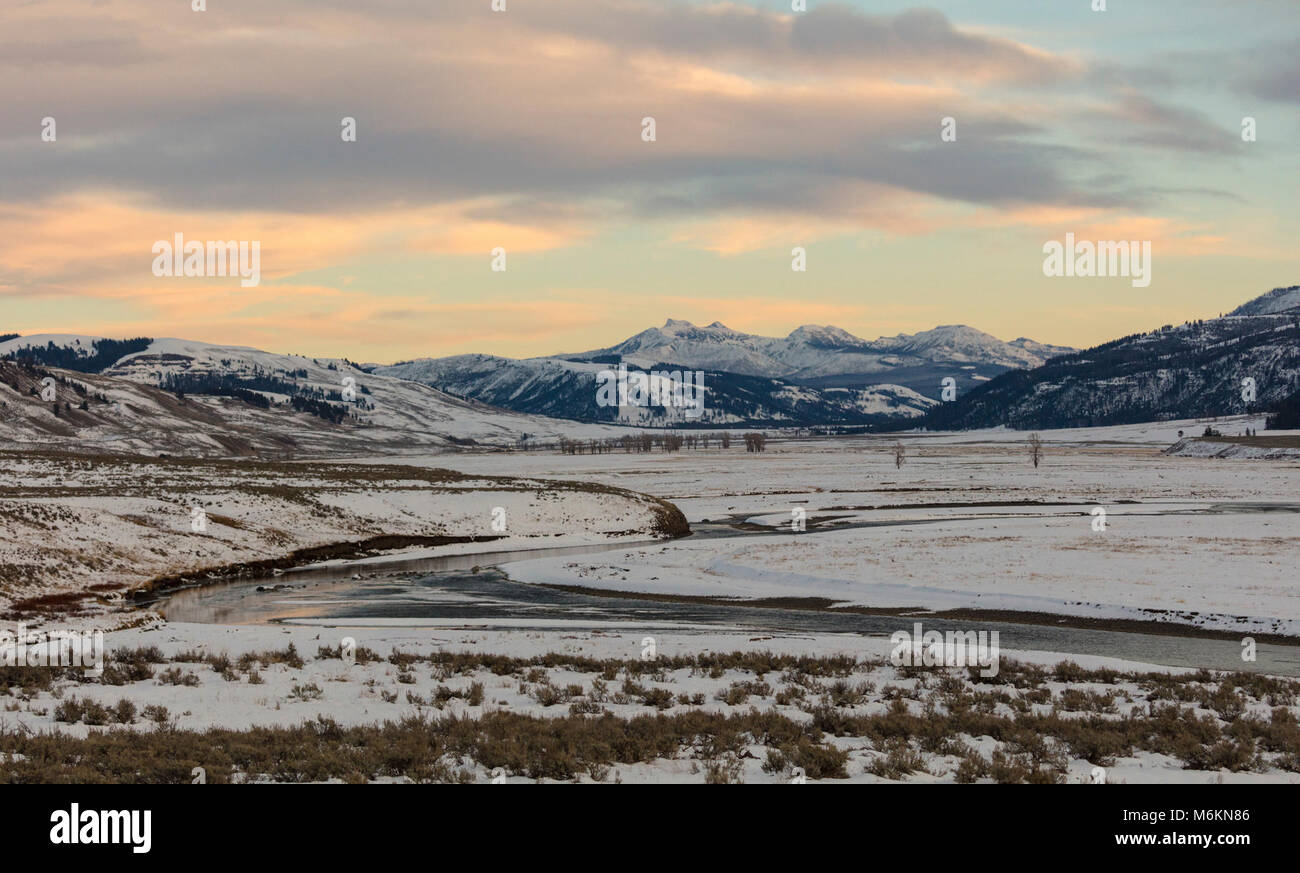 Sunset over Lamar Valley Stock Photo - Alamy