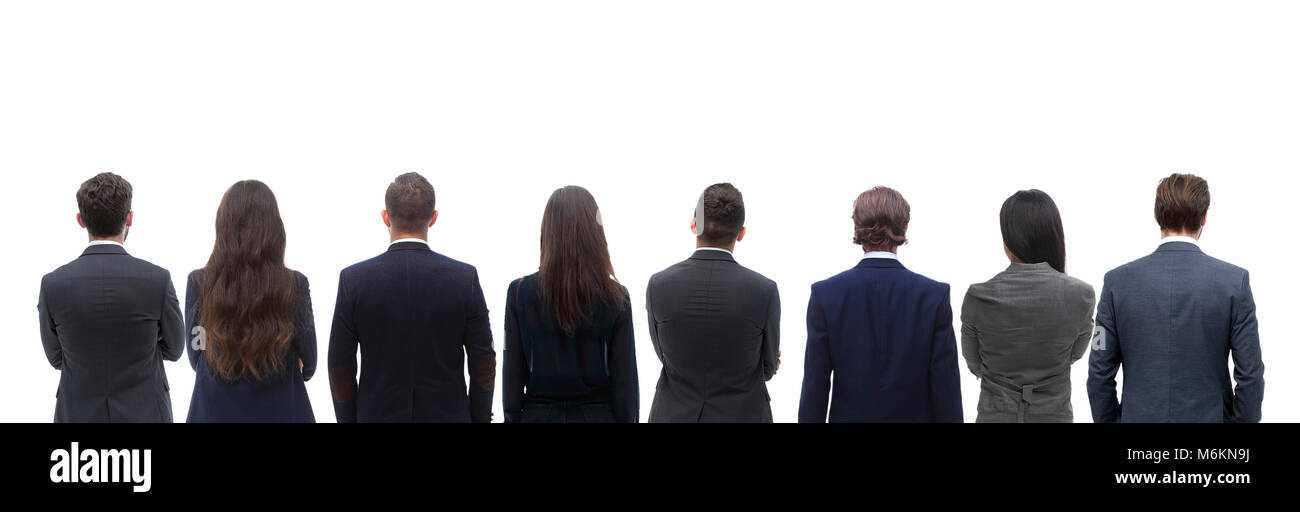 Back view group of business people. Rear view. Isolated over white ...