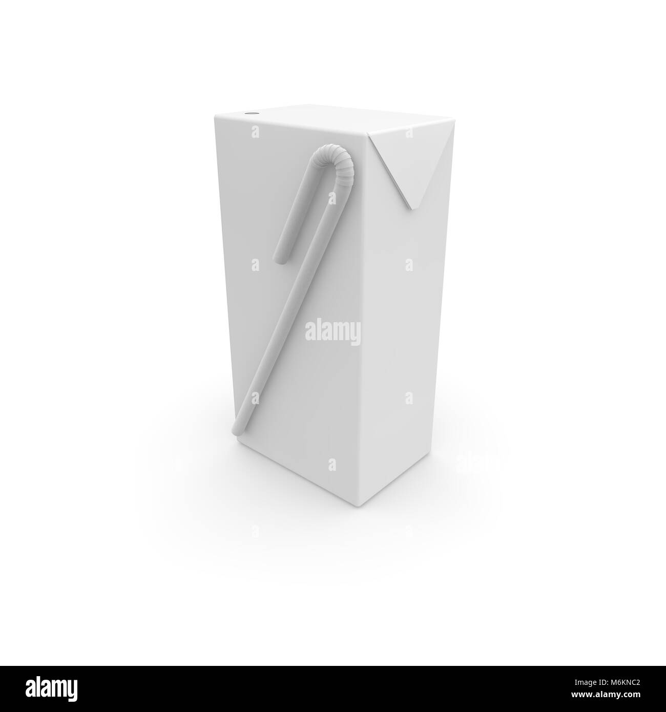 Box with straw for juice, milk, kefir and other drinks on white ...