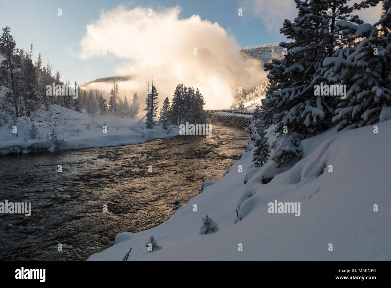 Beryl Spring and Gibbon River Stock Photo - Alamy