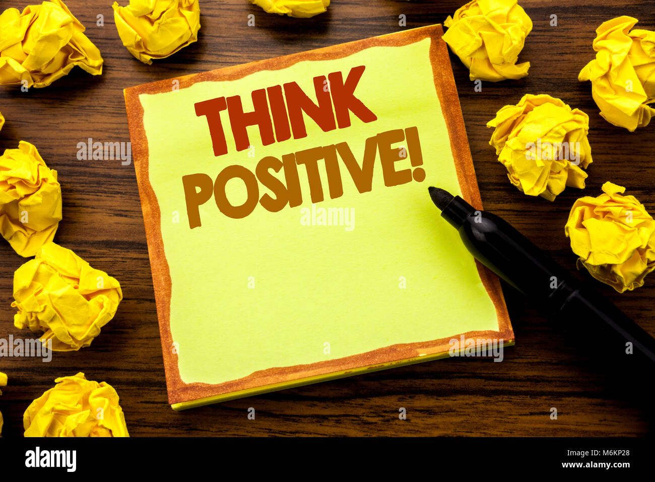 Hand writing text caption showing Think Positive. Business concept for ...