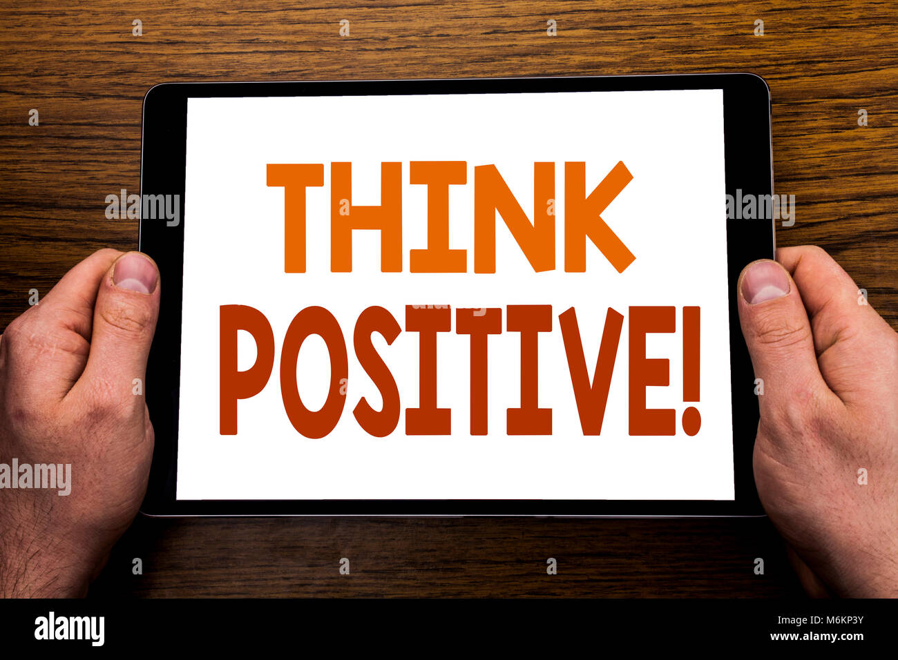 Hand writing text caption Think Positive. Business concept for ...