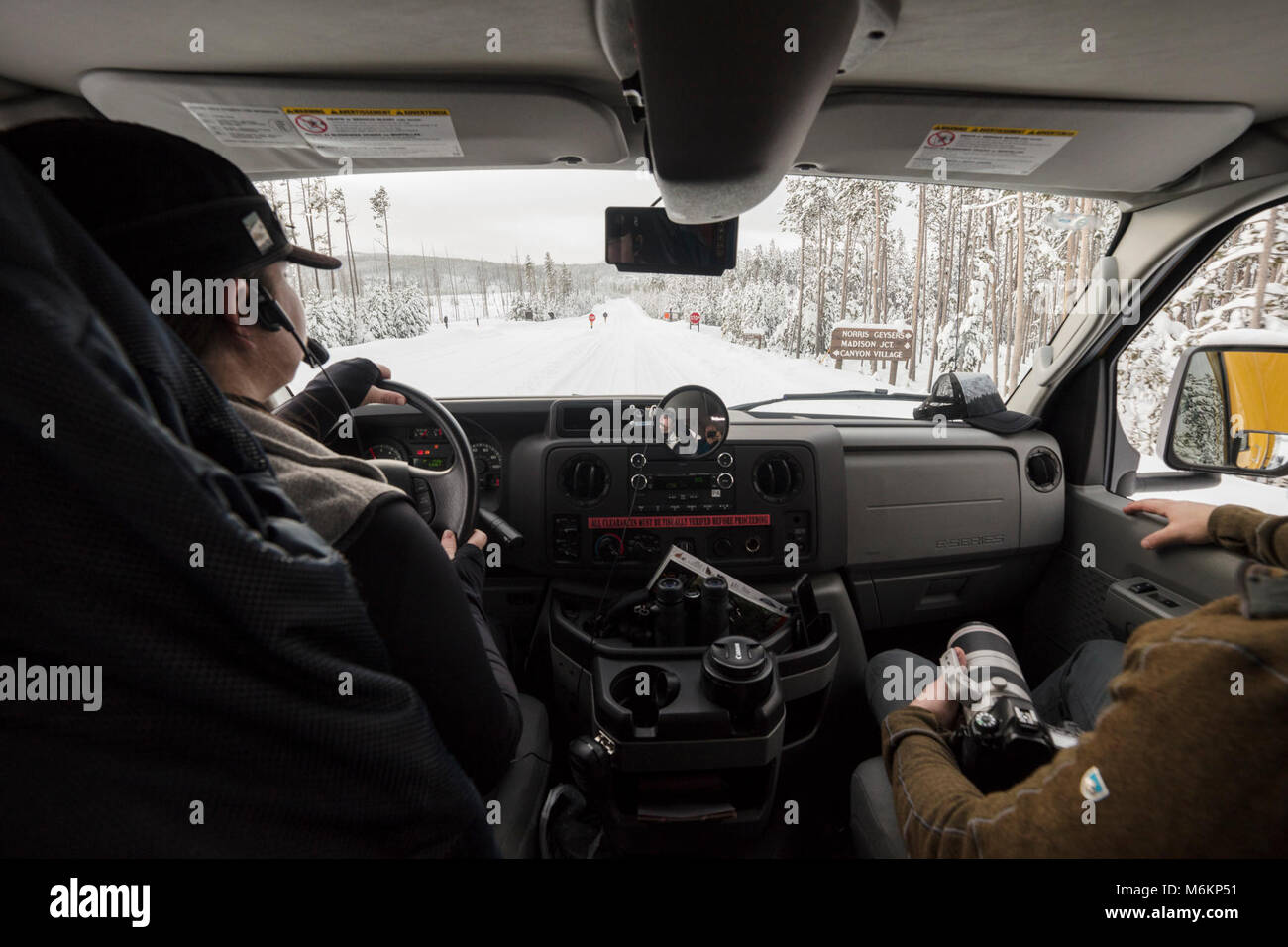 Snowcoach arriving at Norris Junction Stock Photo - Alamy