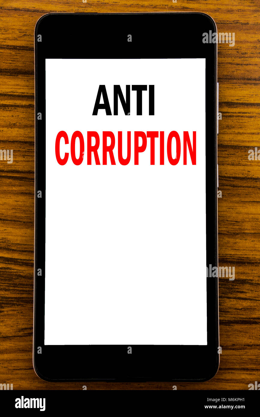 Handwriting Announcement text showing Anti Corruption. Business concept ...