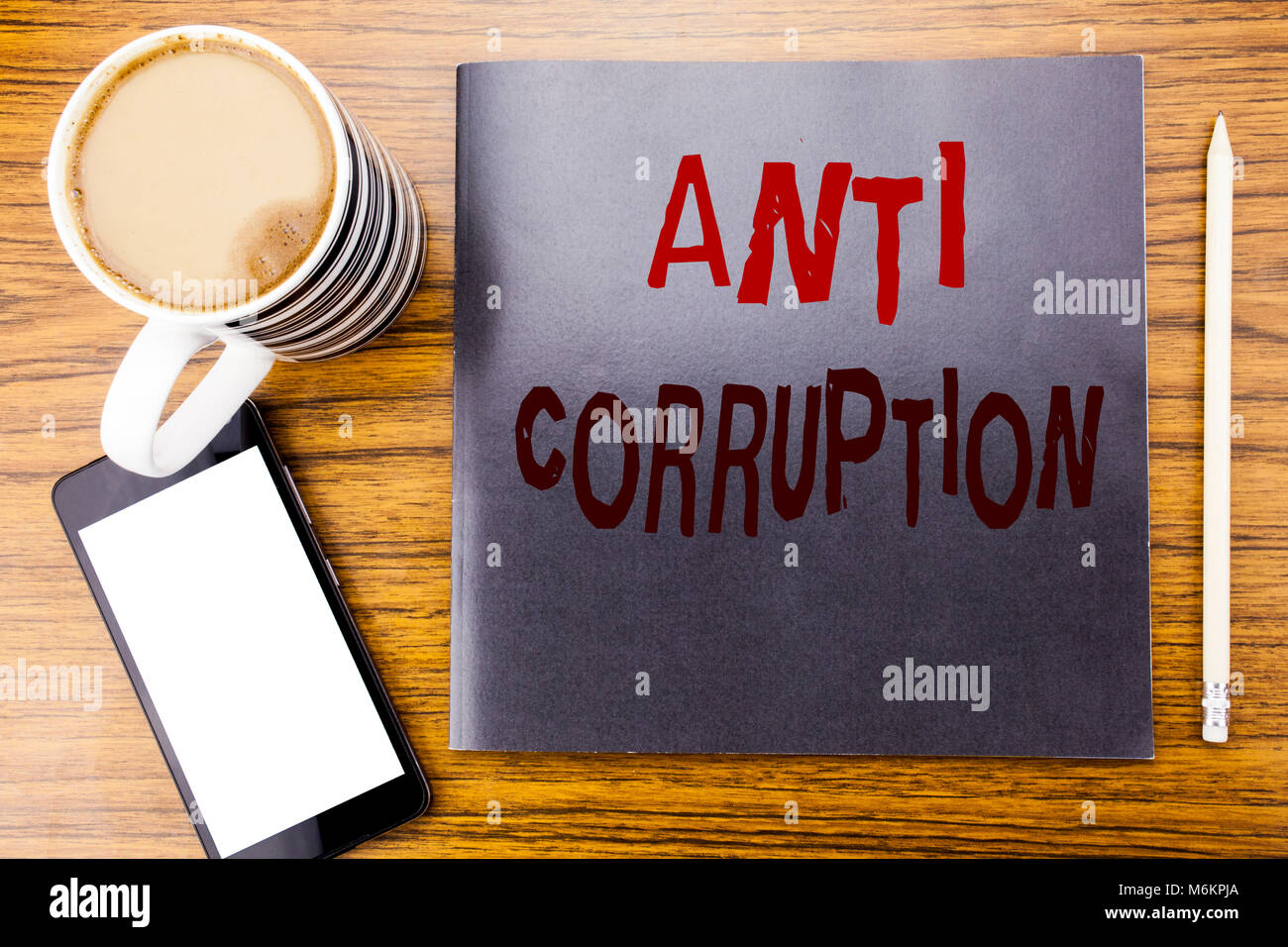 Handwriting Announcement text showing Anti Corruption. Business concept ...