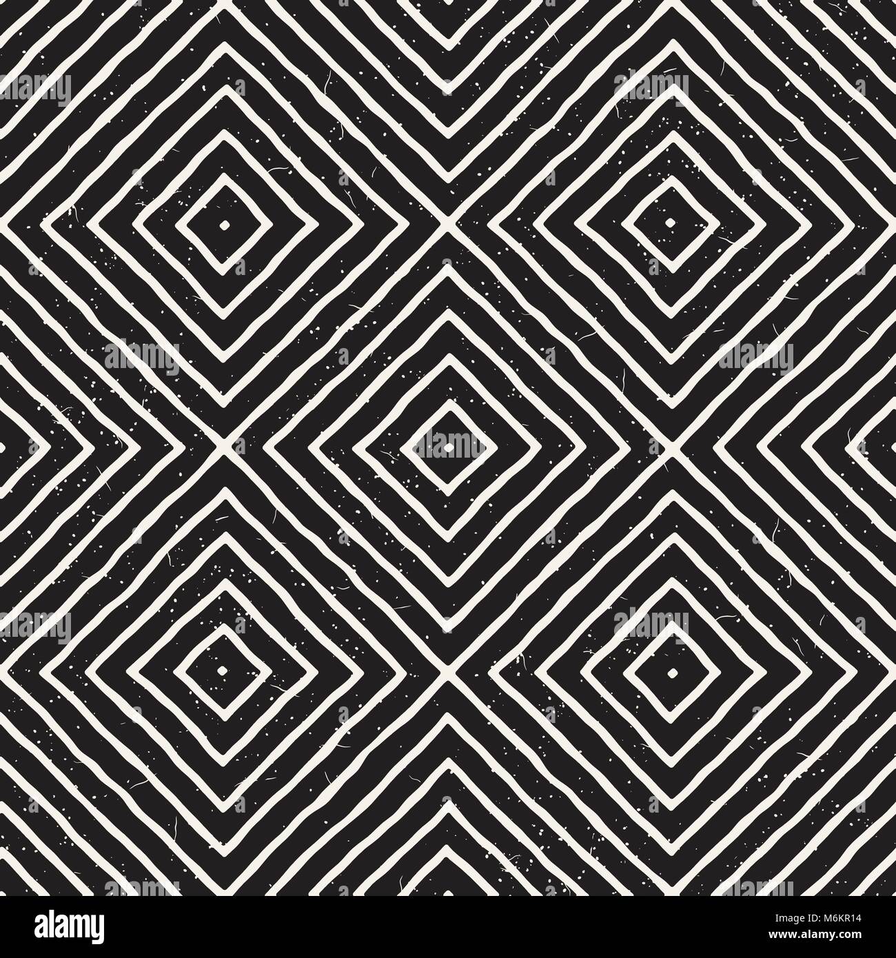 Hand drawn seamless repeating pattern with lines tiling. Grungy ...