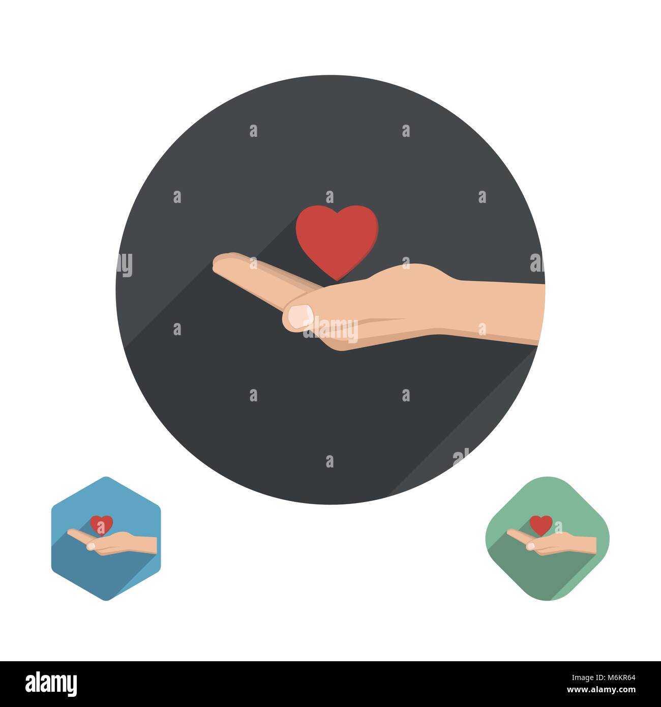 Icon with the realistic hand giving heart. Vector illustration Stock ...