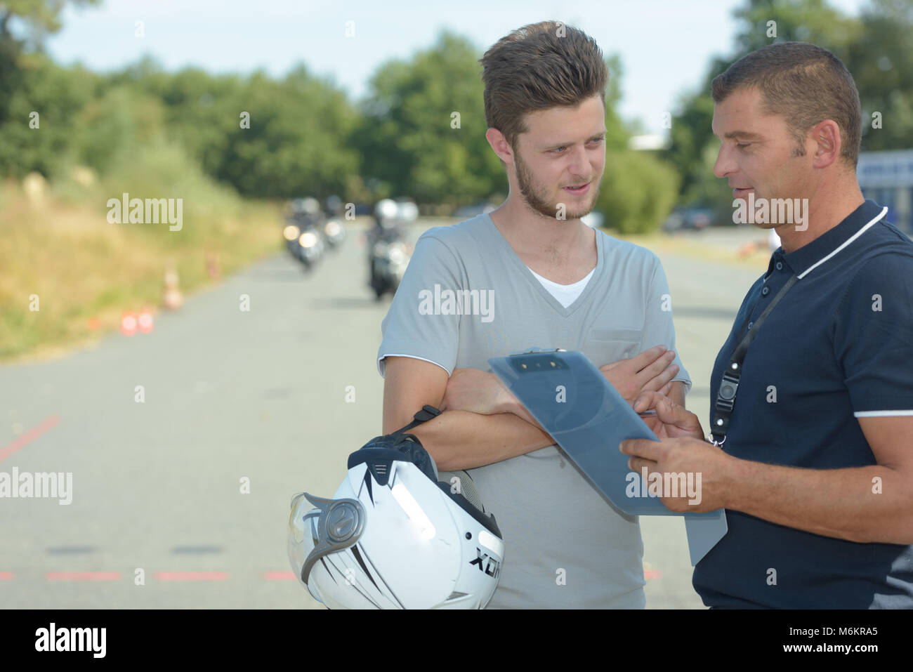 bikers ready to run Stock Photo - Alamy