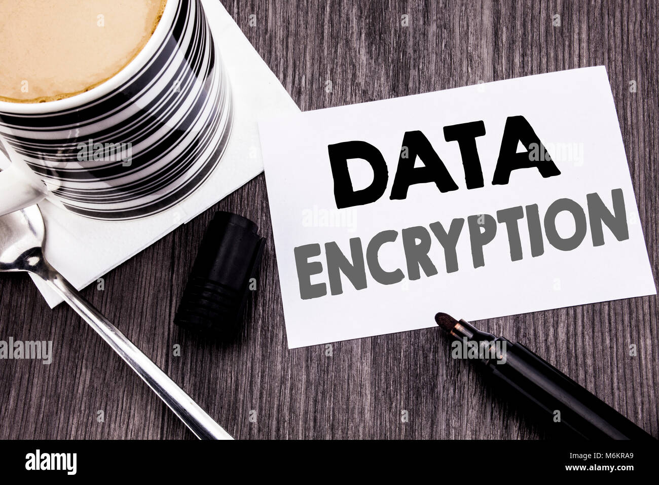 Handwriting Announcement text showing Data Encryption. Business concept for Information Security ...