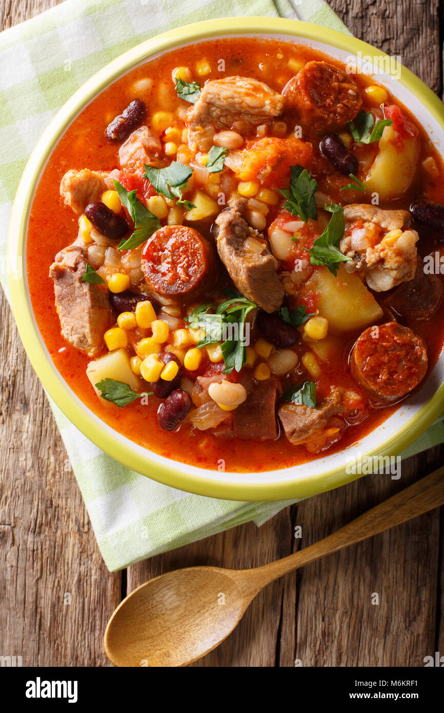 National cuisine of Cape Verde: Cachupa with meat, chorizo and ...