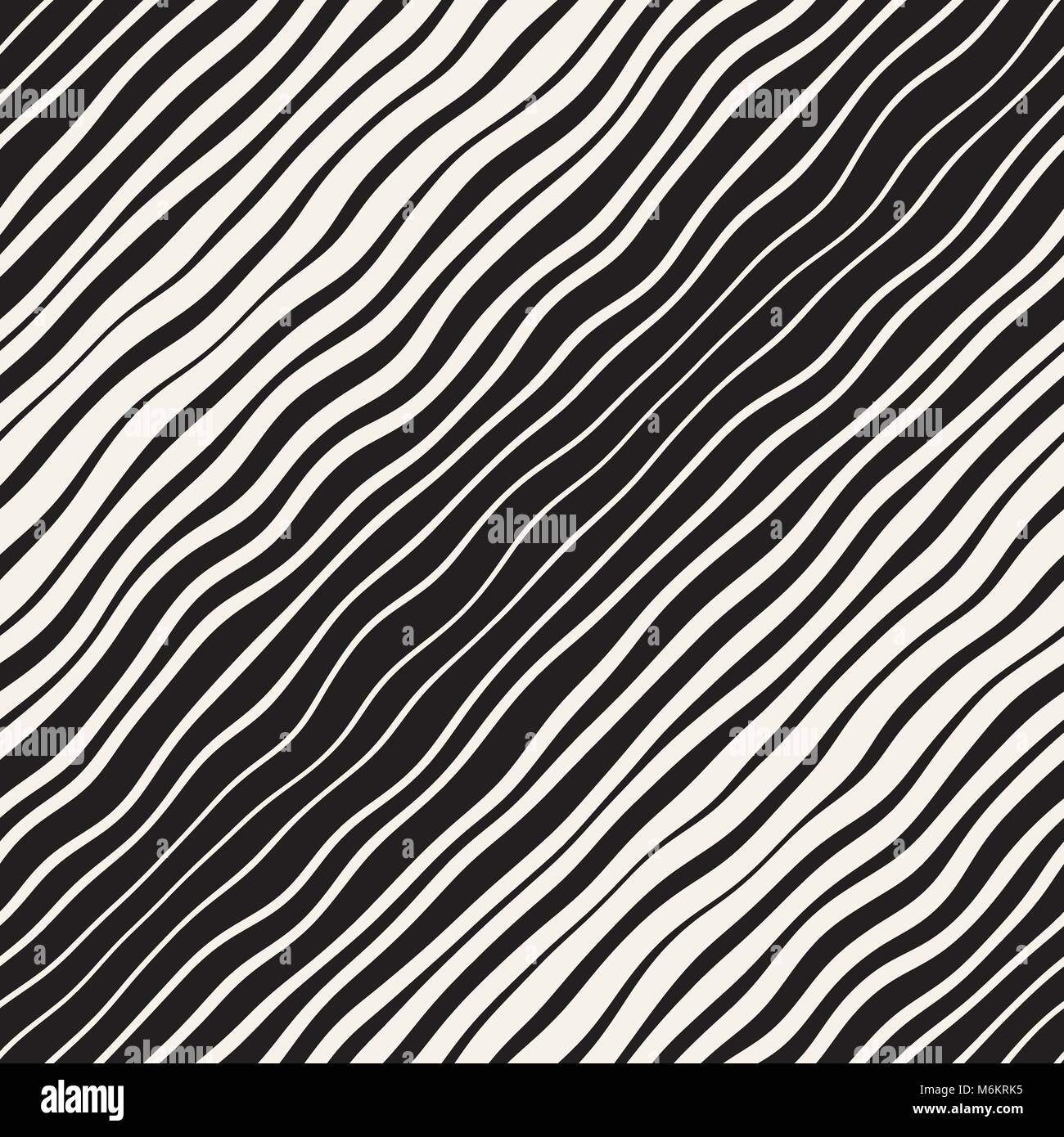 Vector seamless black and white hand drawn diagonal wavy lines pattern ...