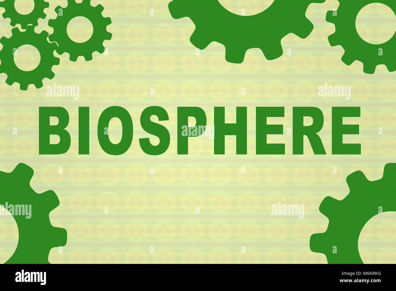 BIOSPHERE sign concept illustration with green gear wheel figures on ...