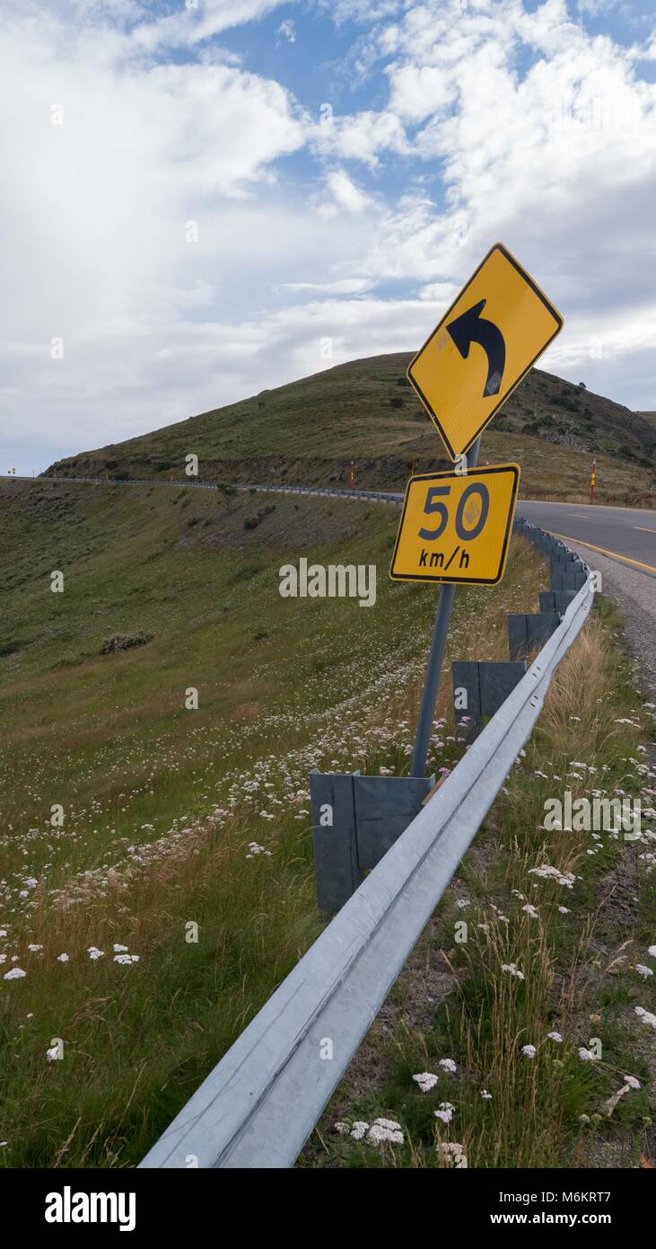 Winding road signs hi-res stock photography and images - Alamy