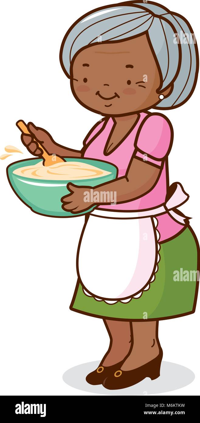 Old lady cooking illustration hi-res stock photography and images - Alamy