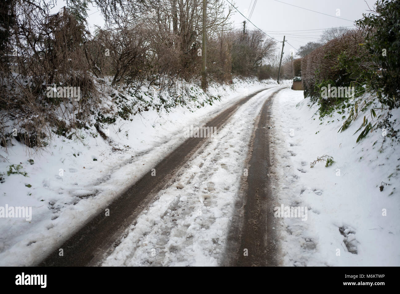 Country lane in winter, UK Stock Photo - Alamy