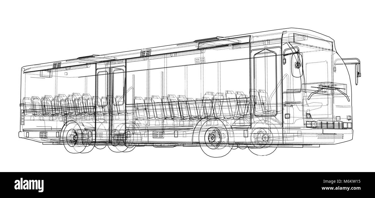 Concept city bus. Vector rendering of 3d Stock Vector Image & Art - Alamy