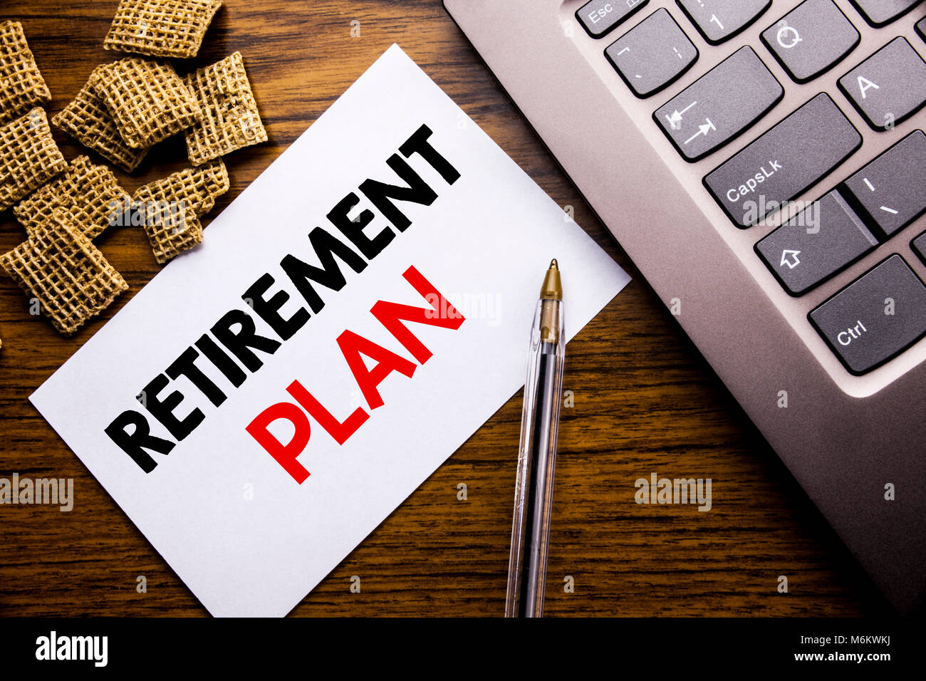 Handwriting Announcement text showing Retirement Plan. Business concept ...