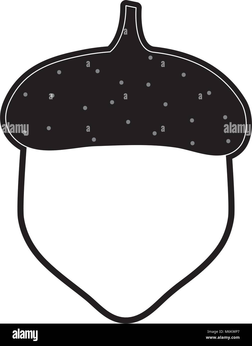 flat line monochromatic acorn over white background vector illustration ...