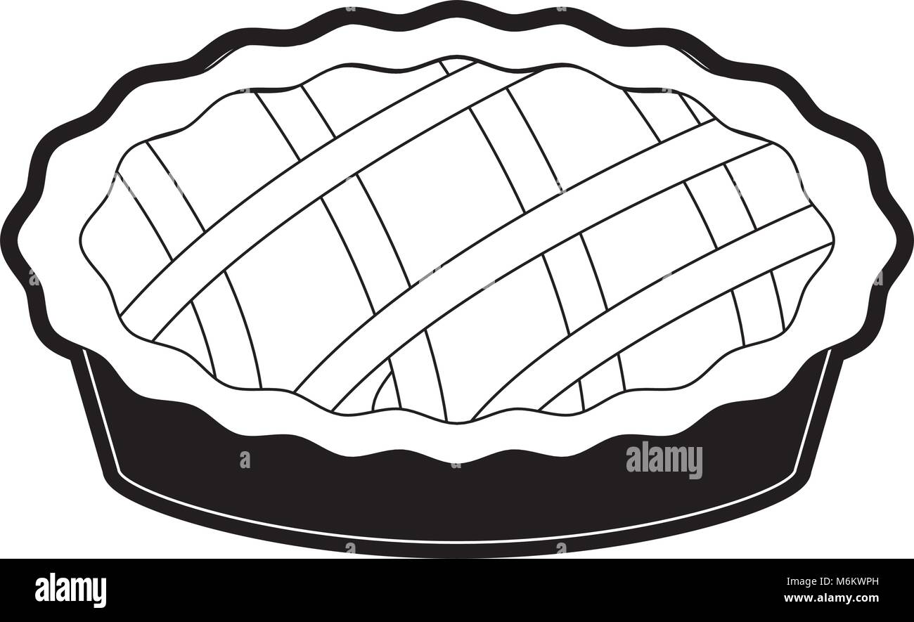 flat line monochromatic cake over white background vector illustration ...