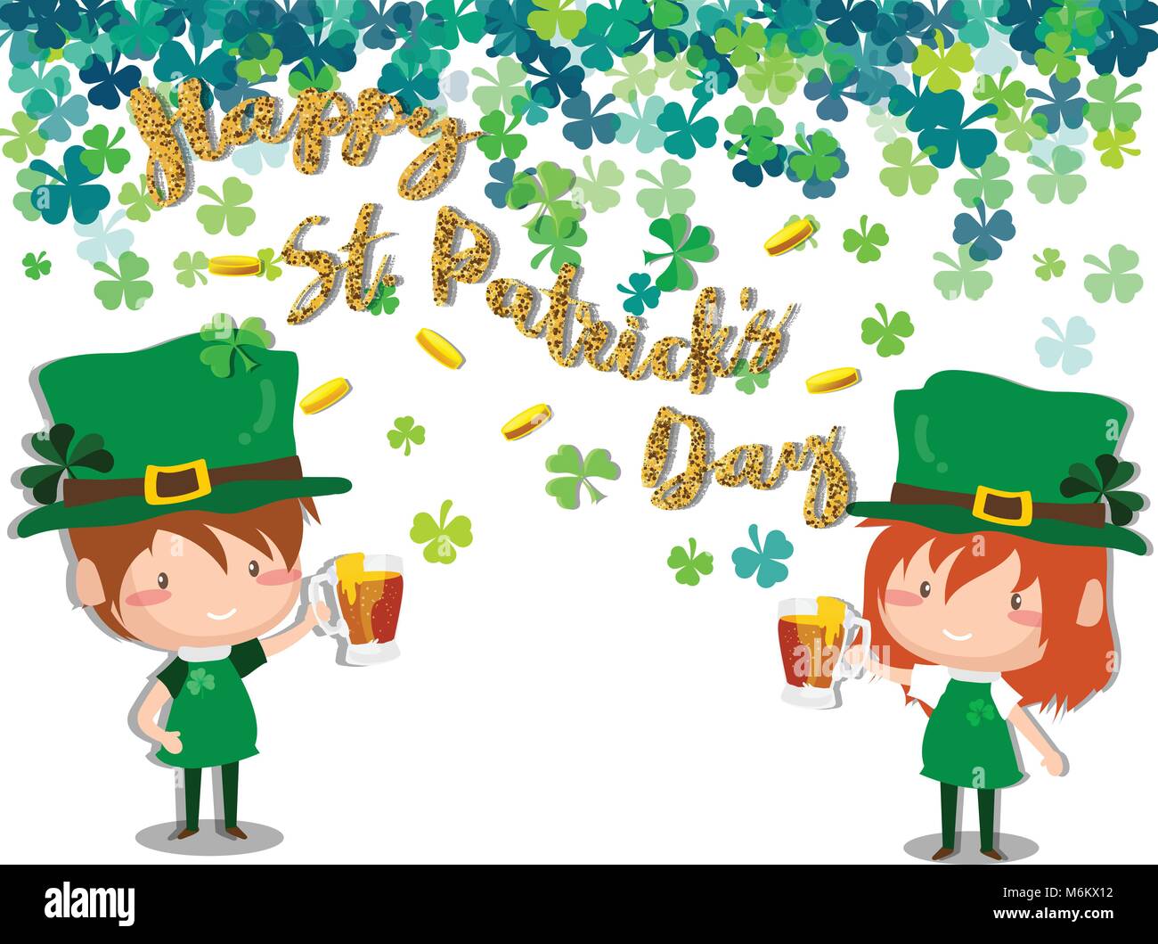 Happy Saint Patrick's day Festival. Irish celebration .Green clover ...