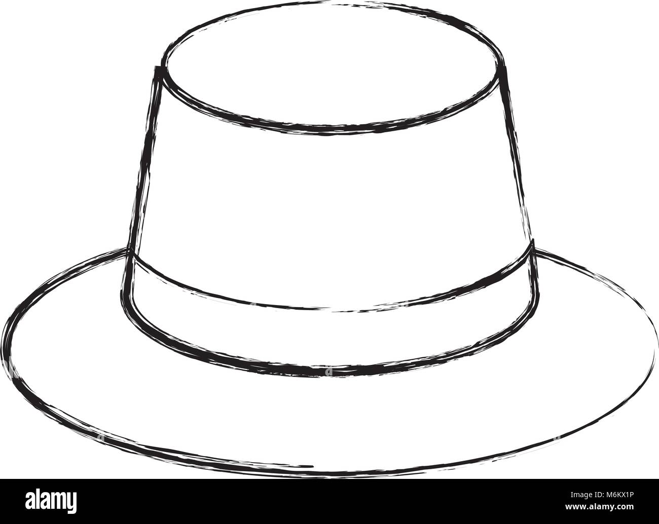 flat line uncolored hat over white background vector illustration Stock ...