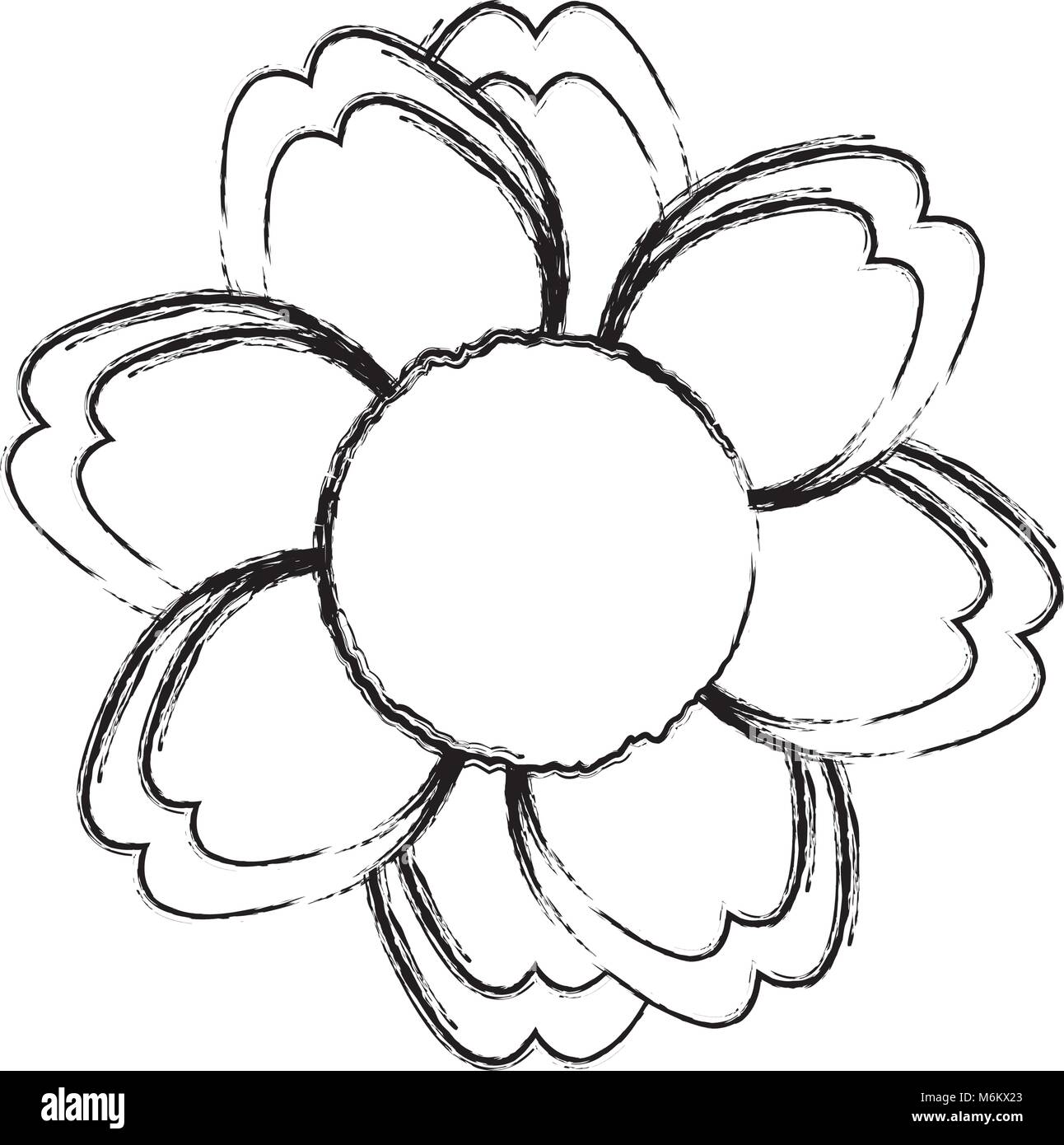 flat line uncolored flower over white background vector illustration ...