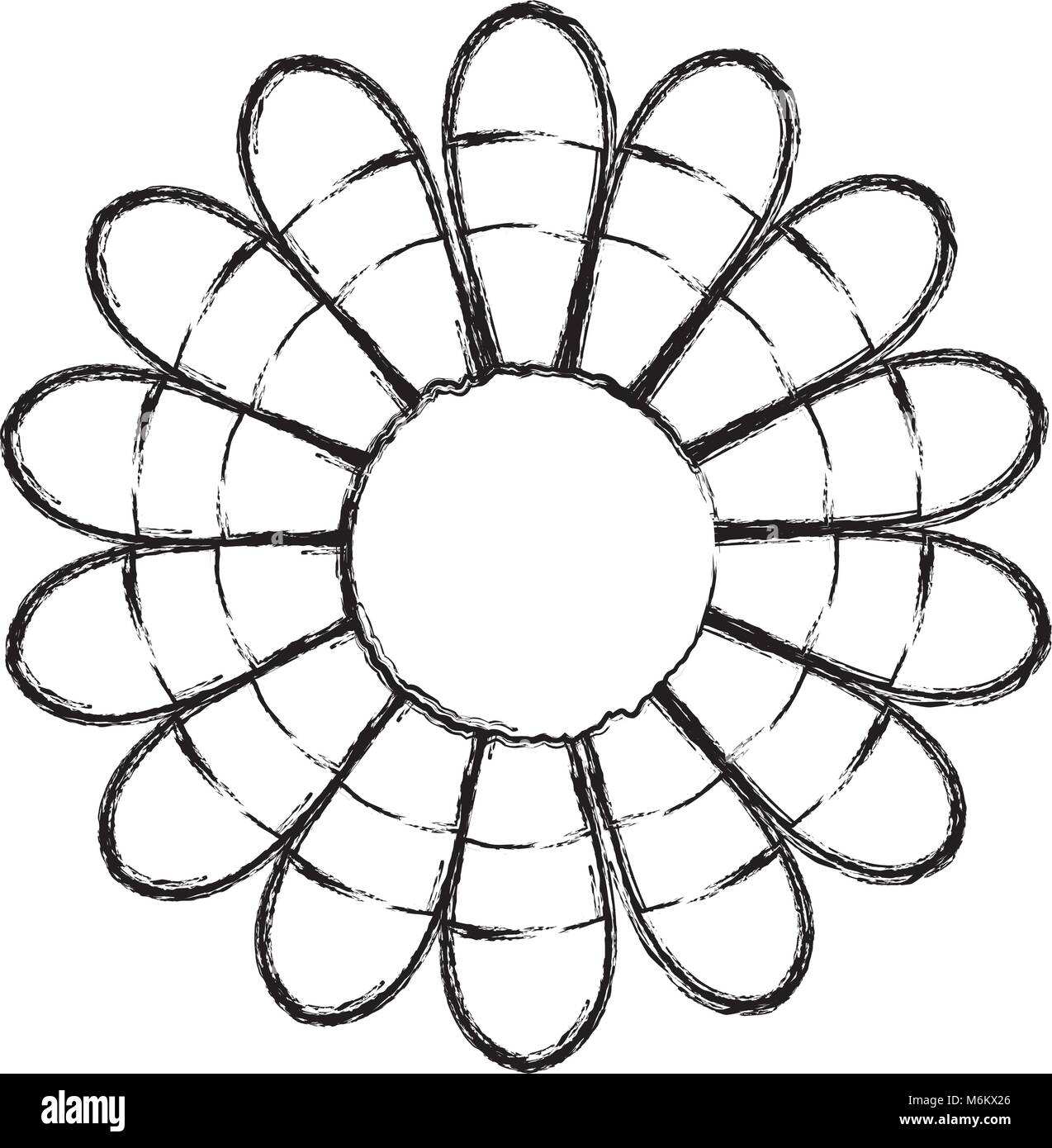 flat line uncolored flower over white background vector illustration ...