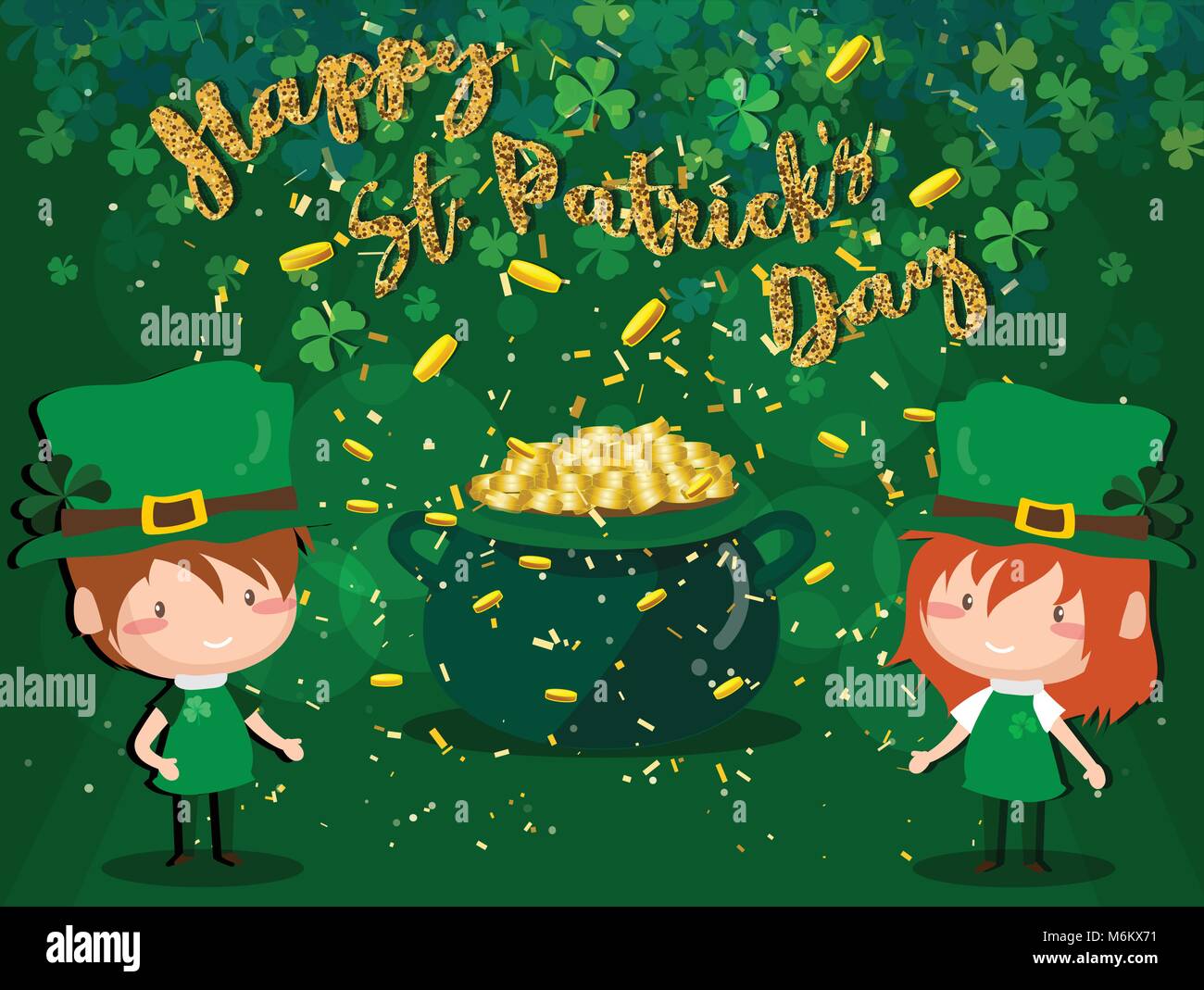 Happy Saint Patrick's day Festival. Irish celebration .Green clover ...