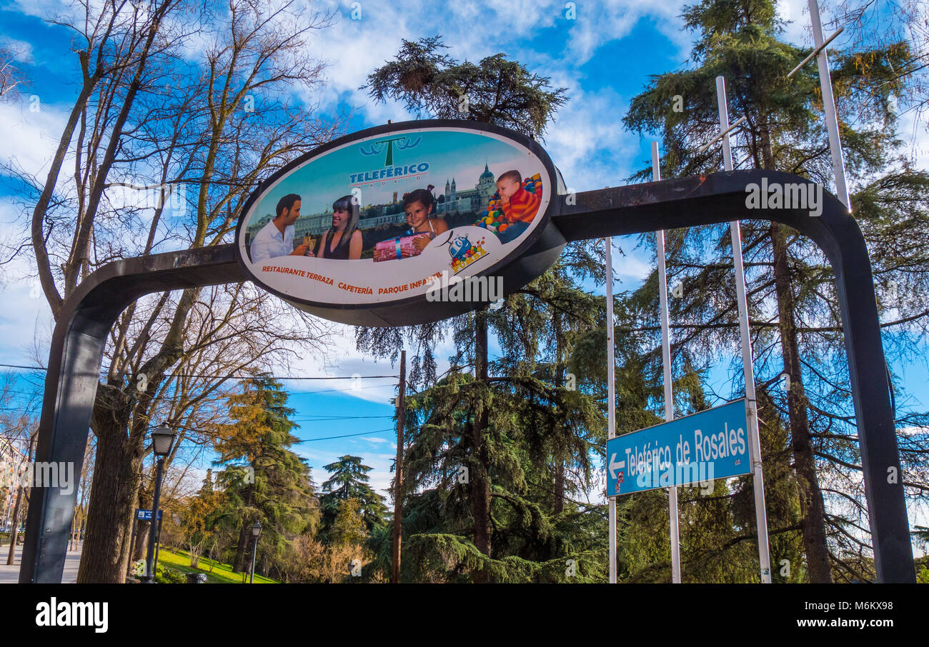 Cable car Teleferico in Madrid at west Park - MADRID / SPAIN - FEBRUARY ...