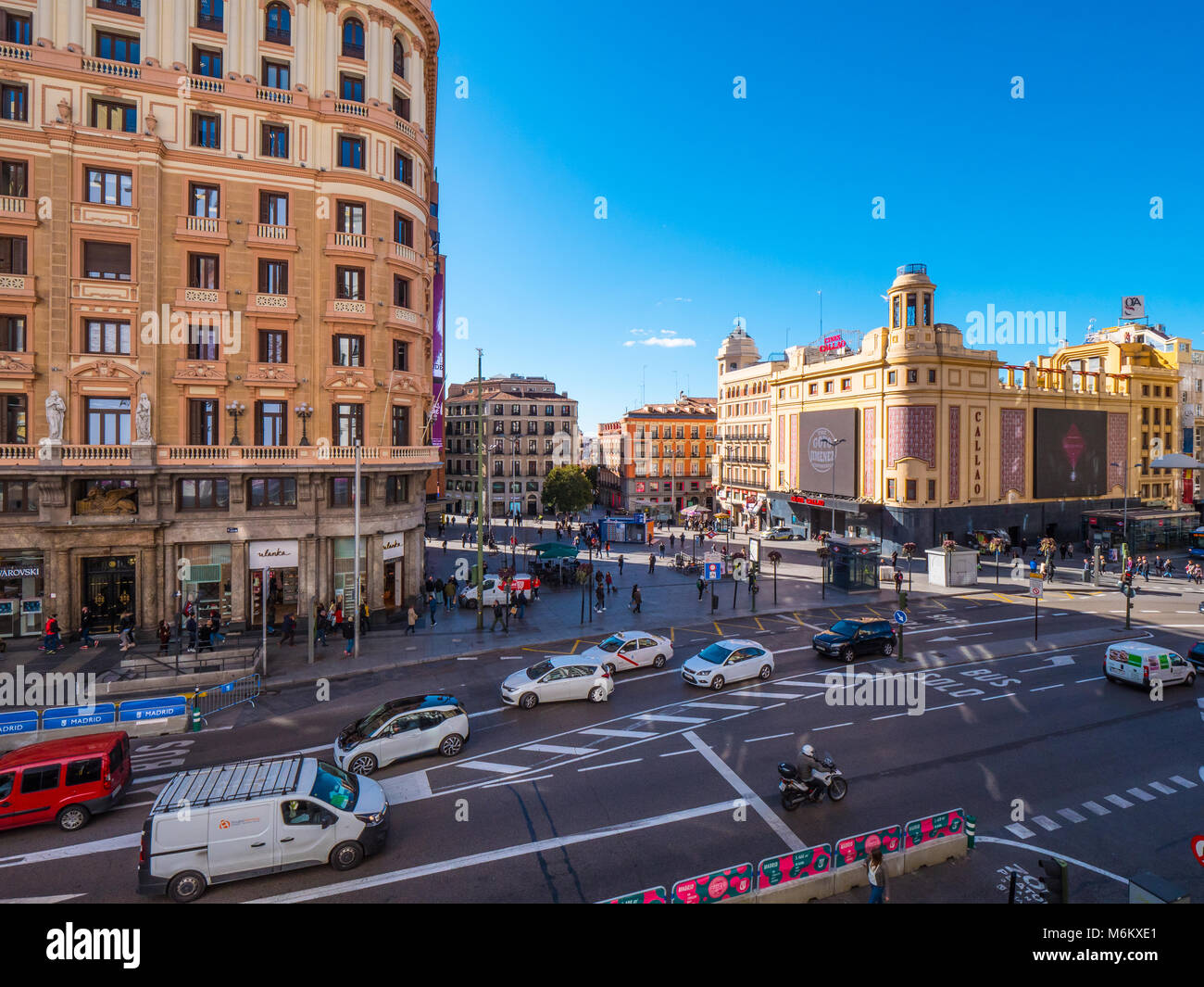 The popular Callao Square at Gran Via street in Madrid - a shopping ...