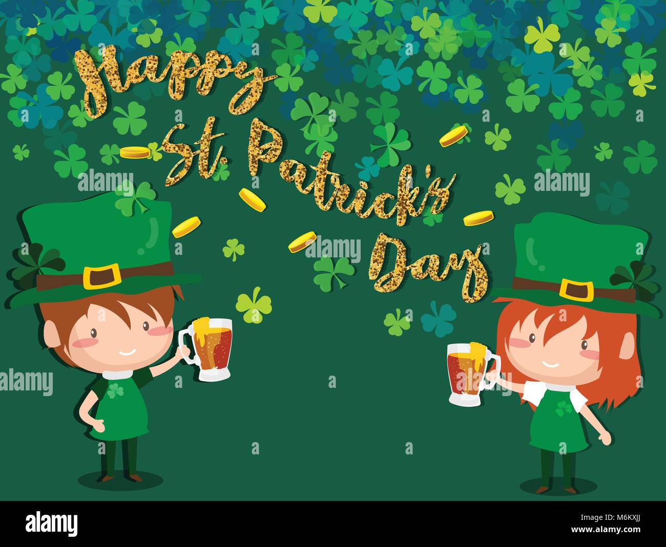 Happy Saint Patrick's day Festival. Irish celebration .Green clover ...