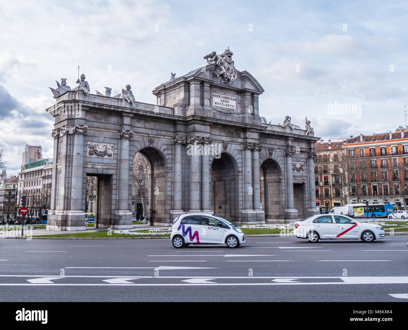 Alcala Gate in Madrid called Puerta de Alcalá near Retiro Recreation ...