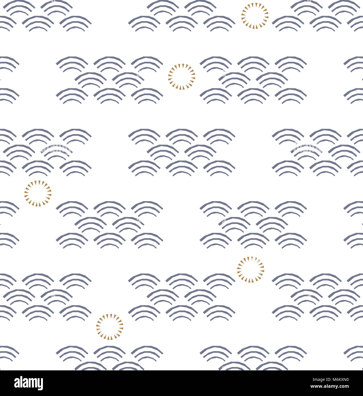 Japanese pattern vector. Blue wave and sun icon background Stock Photo ...