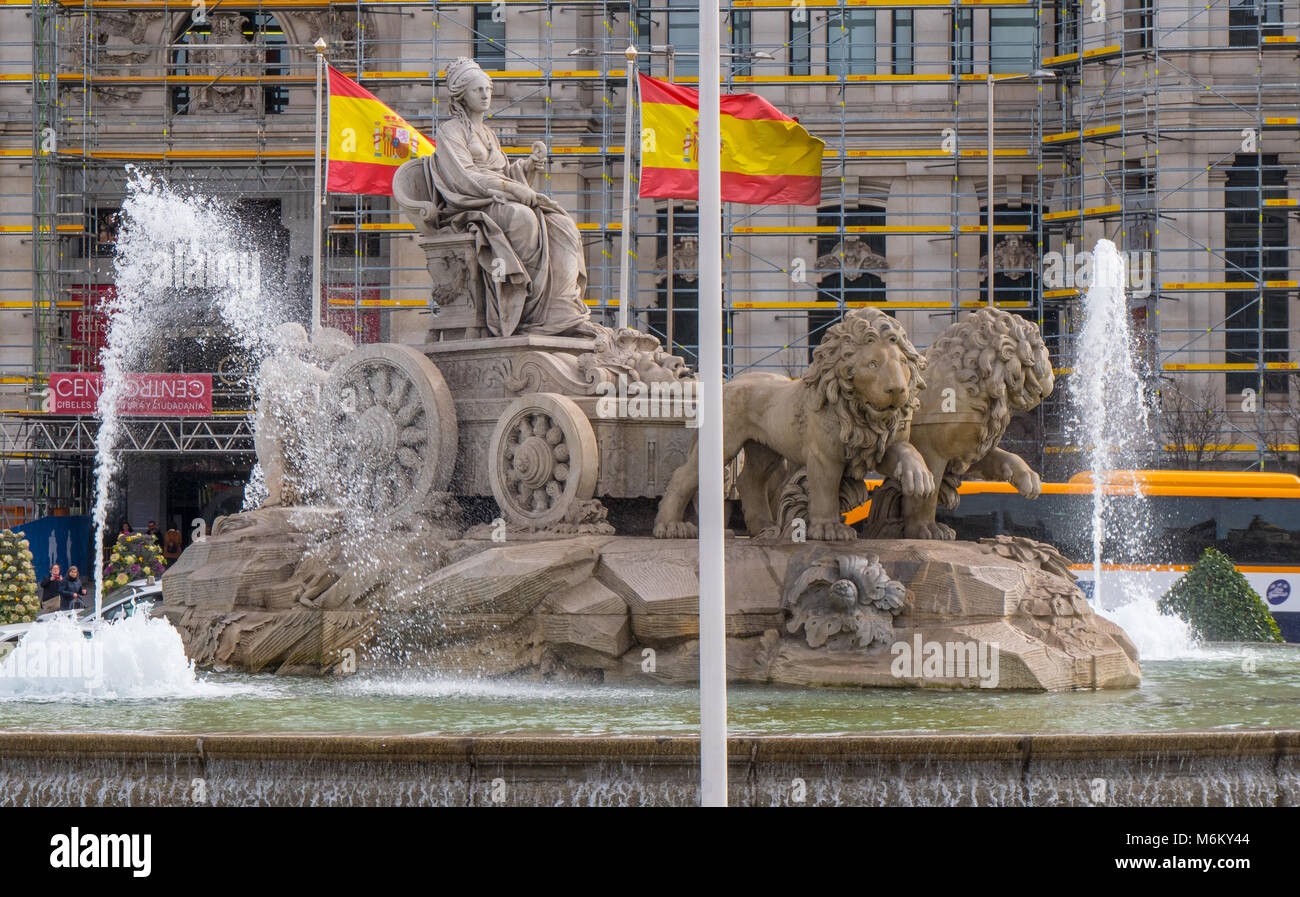 Cibeles Fountain and roundabout in Madrid - MADRID / SPAIN - FEBRUAR 21 ...