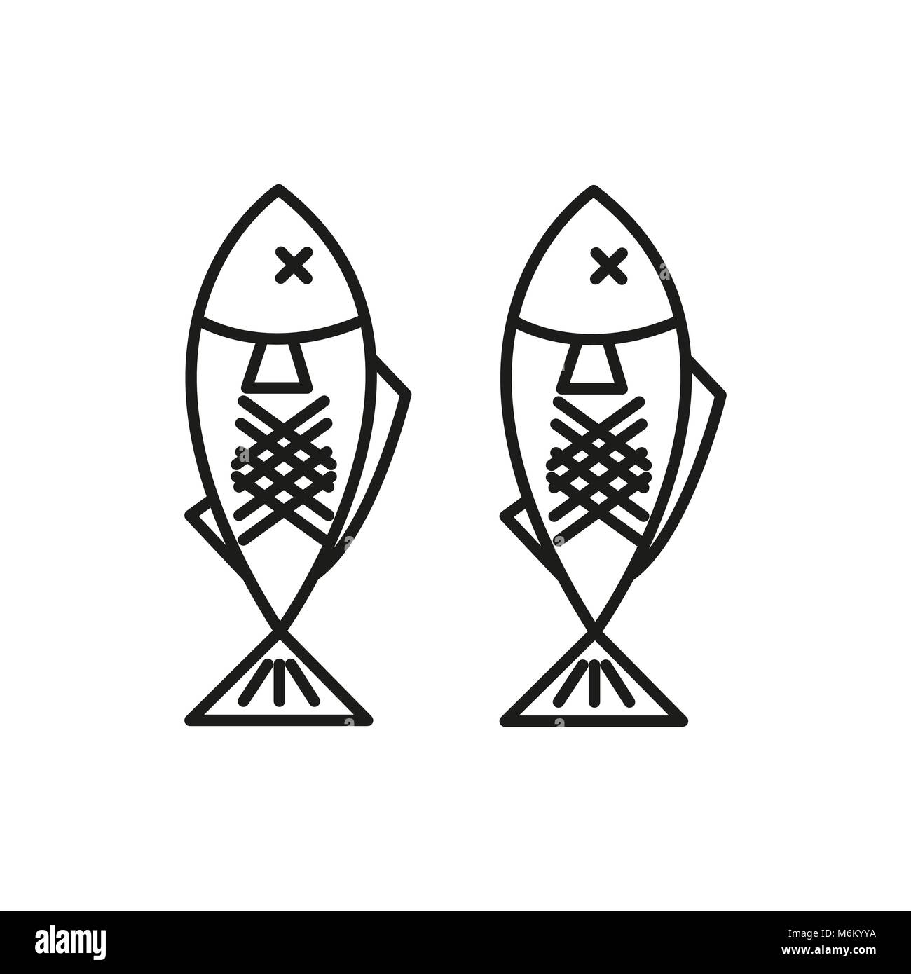 Grilled Fish Adventure Thin Line Icon Symbol Vector Illustration ...