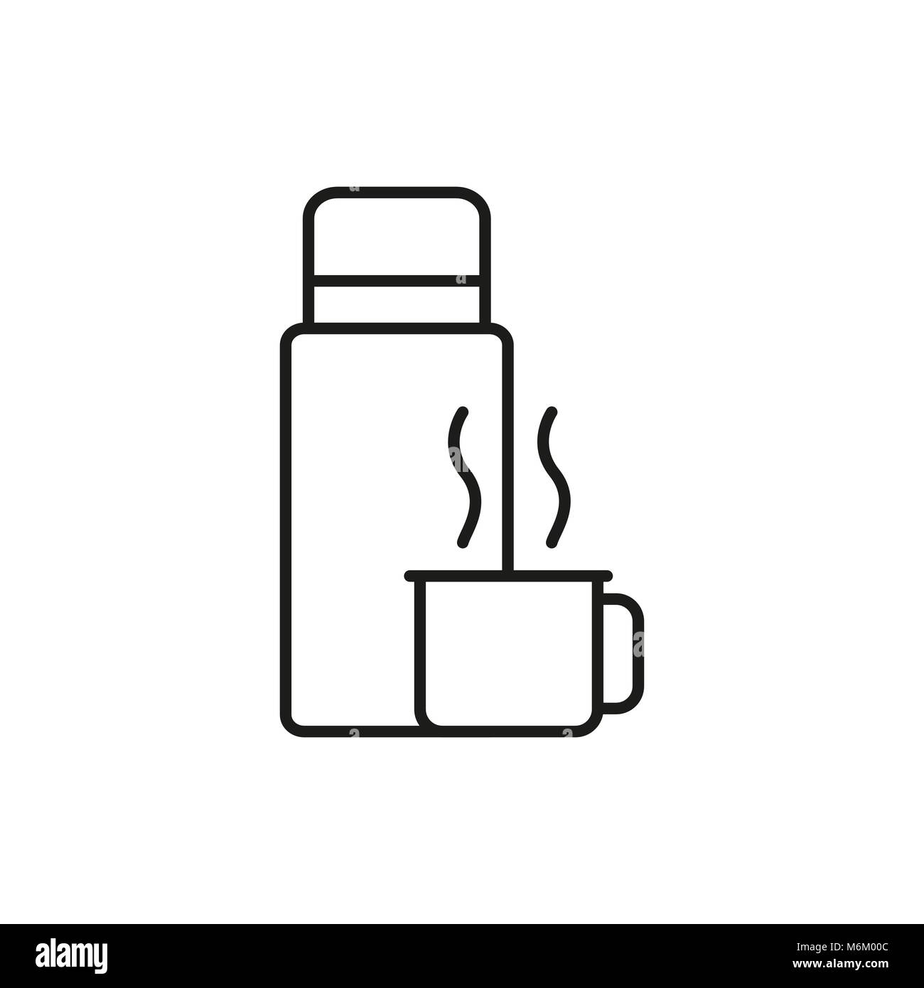 Thermos Bottle And Cup Adventure Thin Line Icon Symbol Vector ...