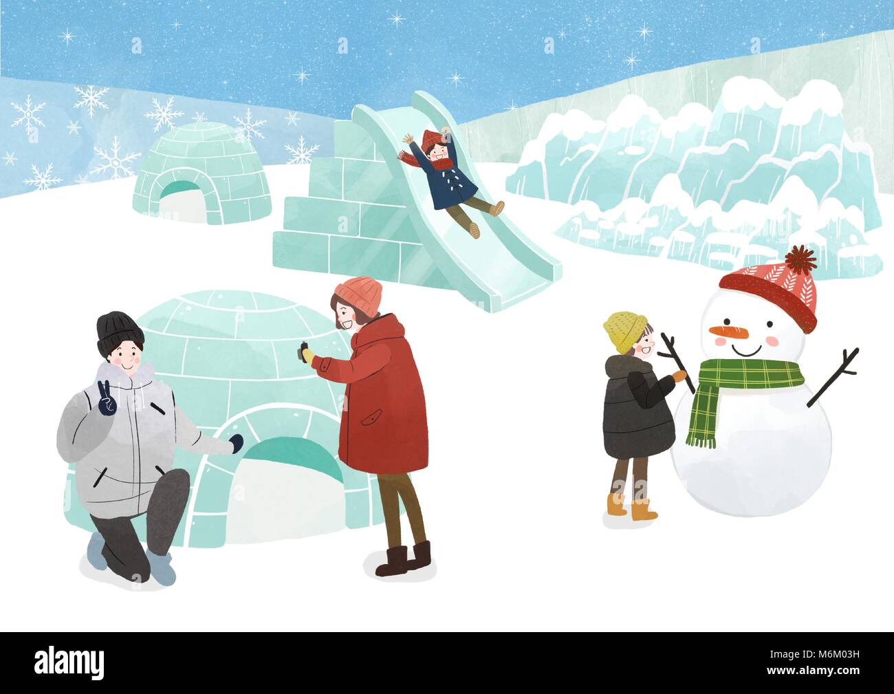 Illustration - Enjoy winter season. Have fun enjoy winter activities ...