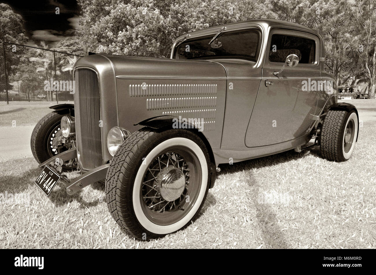 classic hot rod black and white infrared Stock Photo - Alamy