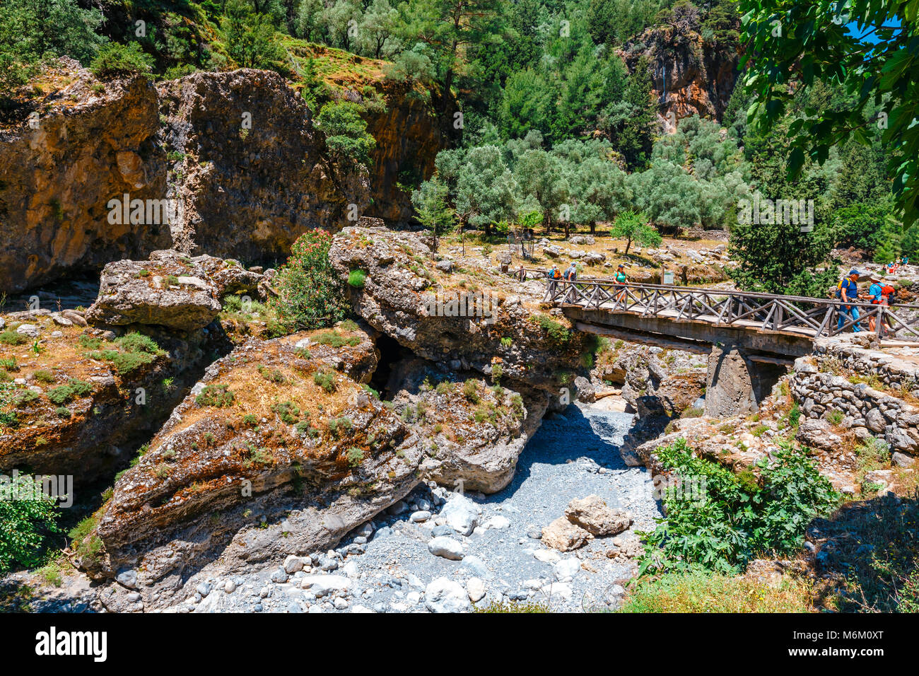 Crete, Greece, May 26, 2016: Displaced village Samaria in Samaria Gorge ...