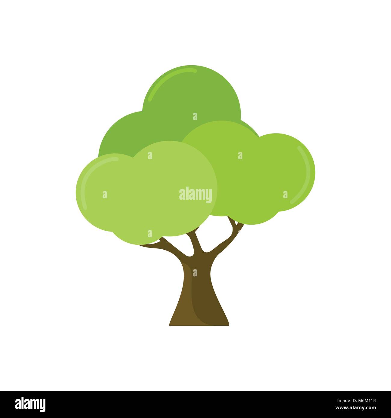 Cartoon Style Round Leaves Isolated Tree Plant Vector Illustration ...