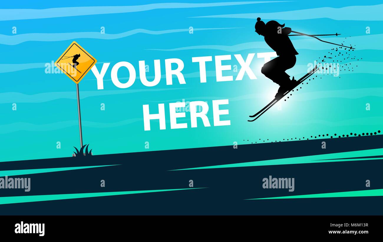 Mountain ski. Cartoon winter landscape Stock Vector Image & Art - Alamy