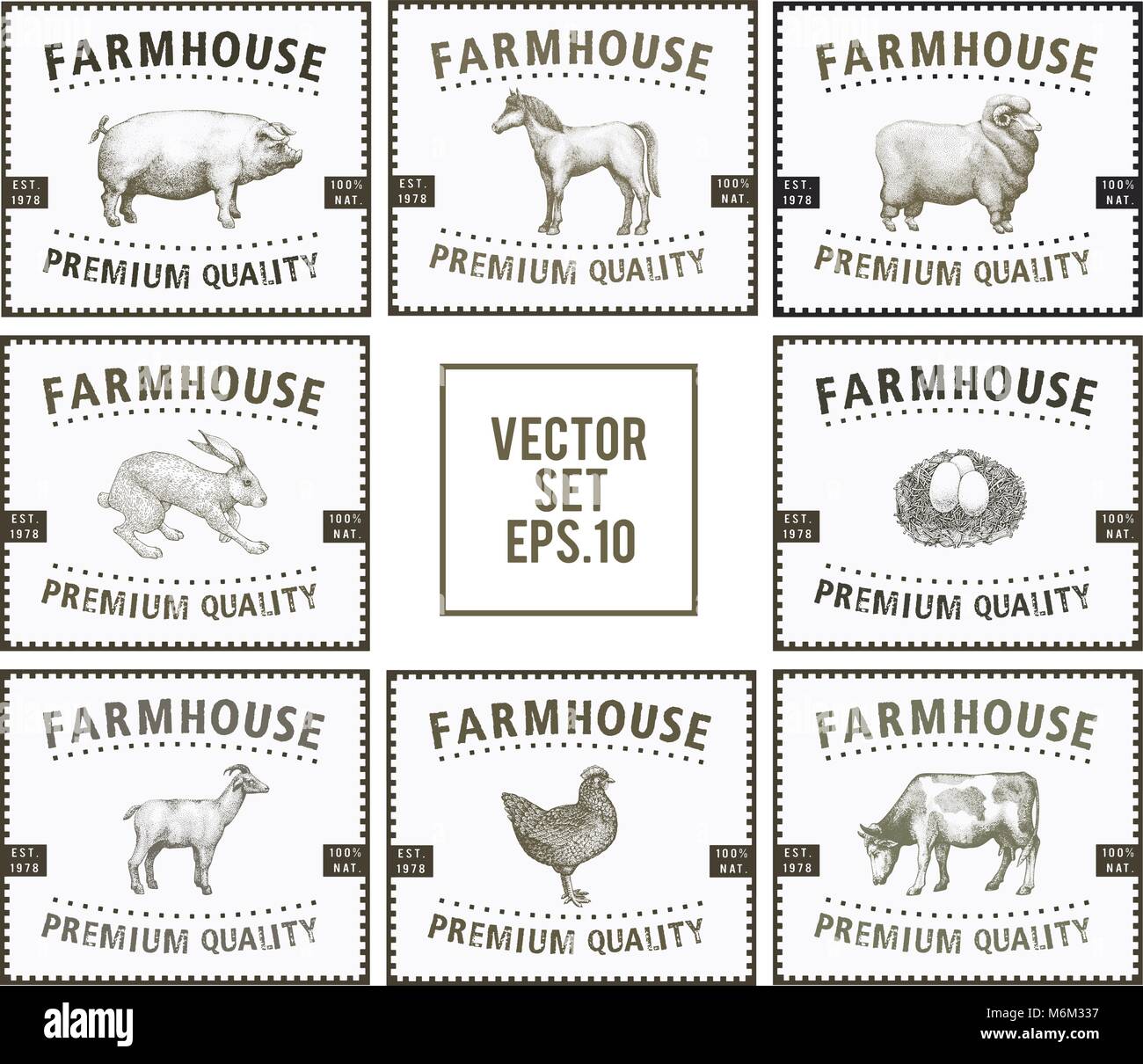 Labels with farm animals. Set templates price tags for shops and ...
