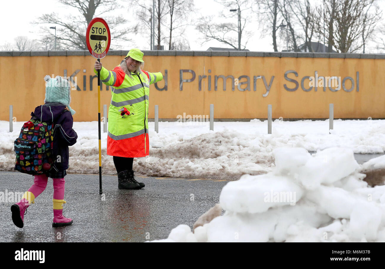 Lollipop Lady Debbie Hurry outside Kinnaird Primary School in Larbert ...