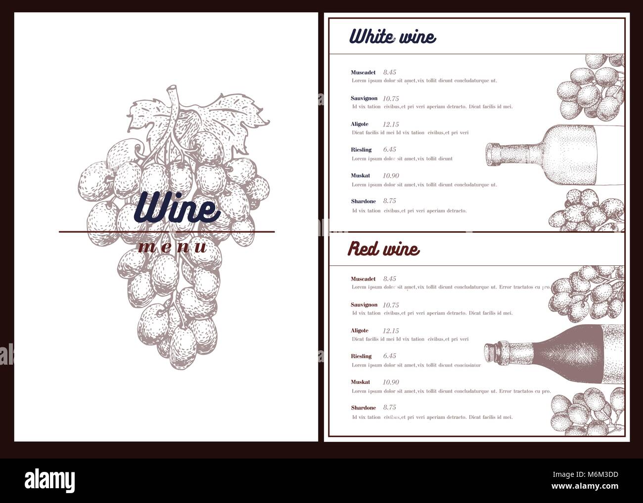 Vector wine menu template. Can be use as menu, wine card design ...