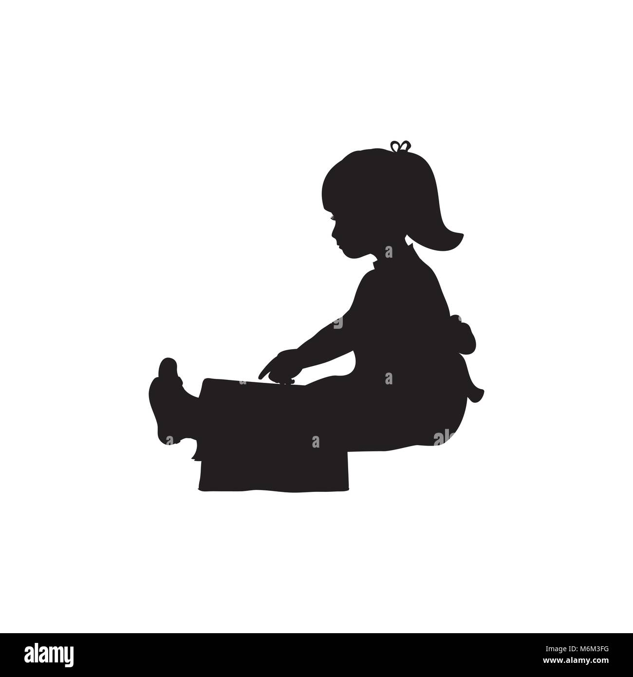 Silhouette of girl reading books. Vector illustration Stock Vector Image & Art - Alamy
