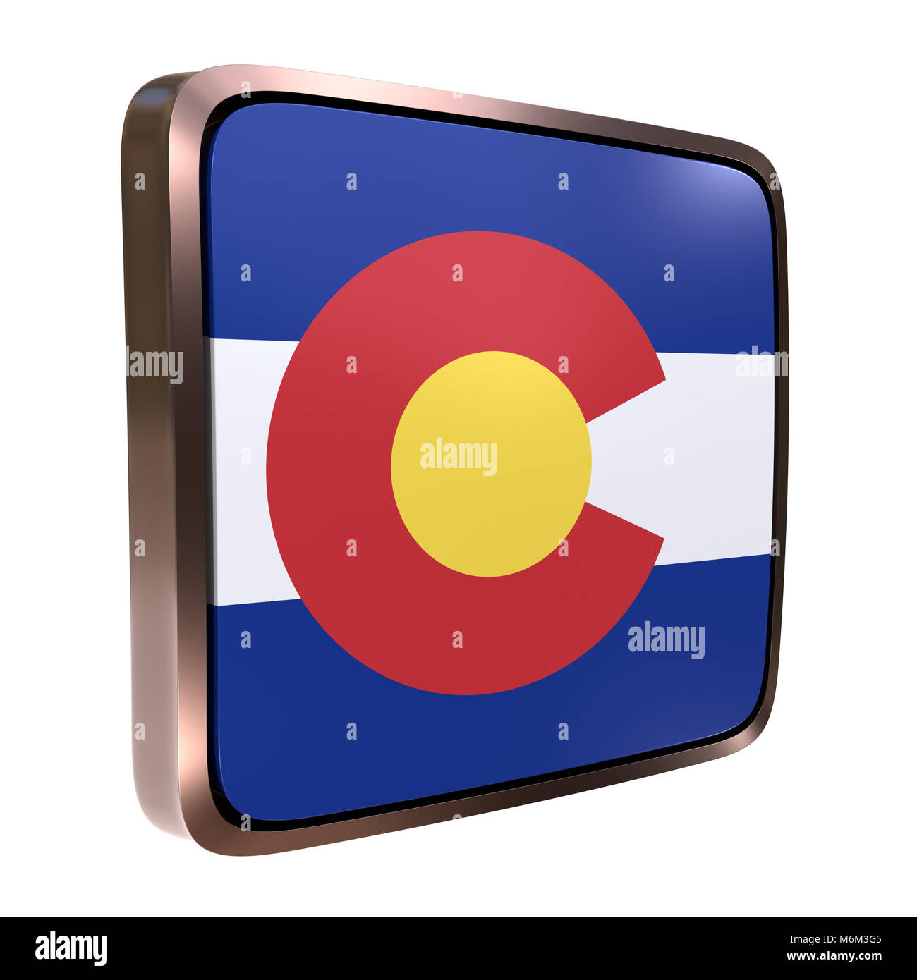 3d rendering of a Colorado State flag icon with a bright frame ...