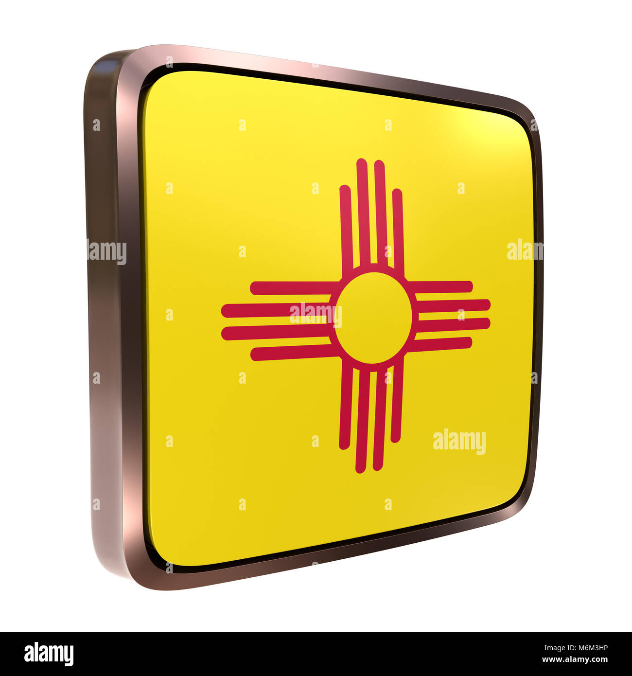 3d rendering of a New Mexico State flag icon with a bright frame ...
