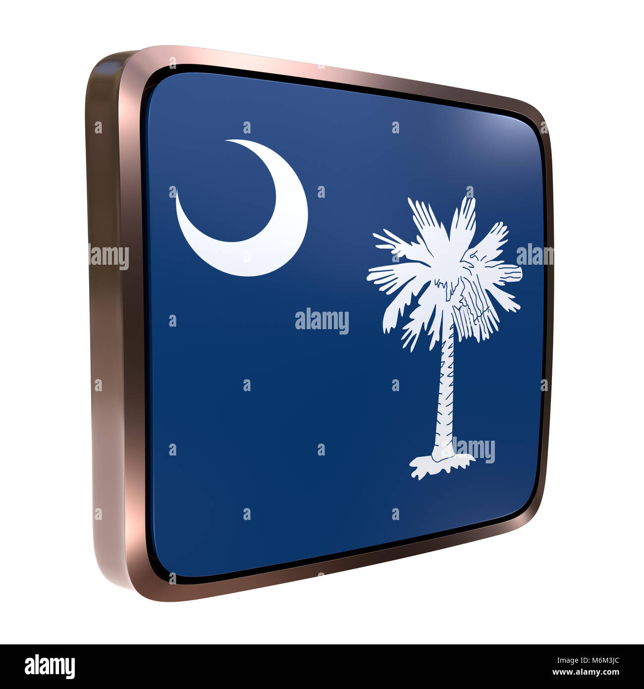 3d rendering of a South Carolina State flag icon with a bright frame ...